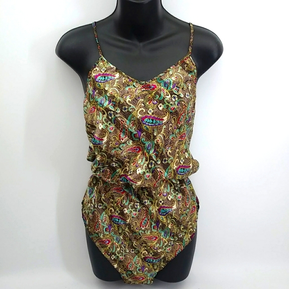 Faye | Intimates & Sleepwear | Vintage Faye Paisley Teddy Negligee ...